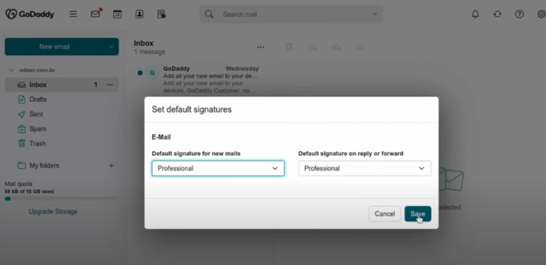 How to add a professional email signature in GoDaddy Webmail