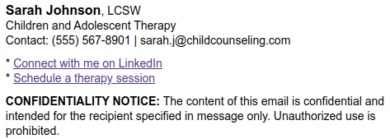 Opportunities for therapists to use a professional email signature
