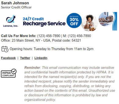 Professional Email Signatures for Credit and Financing Firms