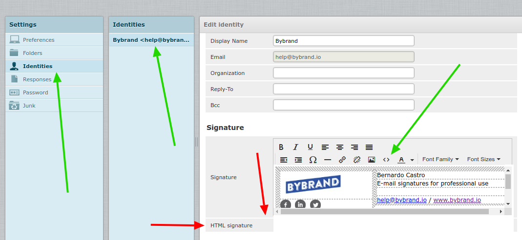 How to add an email signature to Roundcube - Bybrand
