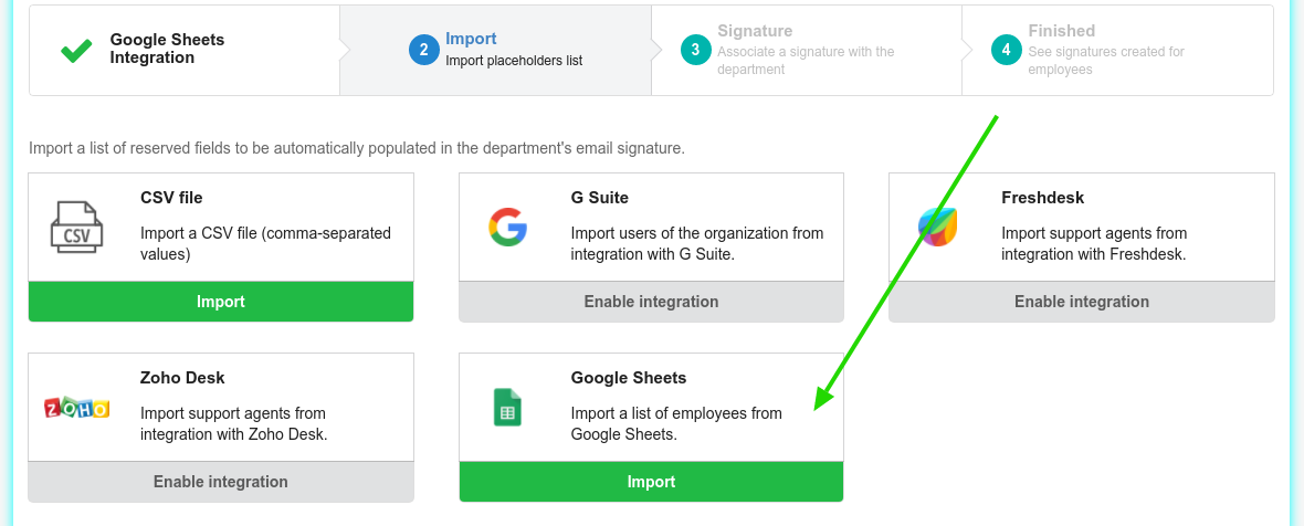 Enable Google Sheets integration - Bybrand