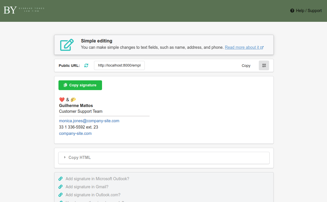 Bulk-send email signature to employees - Bybrand