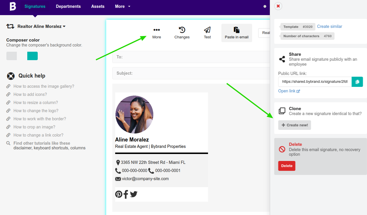 How to clone (or duplicate) an email signature with Bybrand